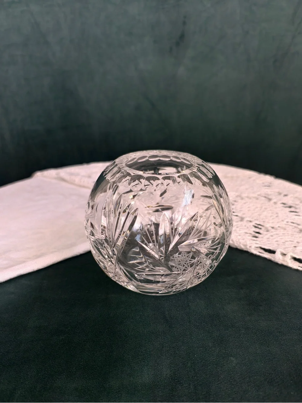 Vintage | Accents | Vintage Cut Crystal Clear Leaded Glass Globe Vase ...